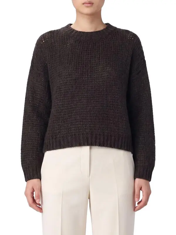 ROBERTO COLLINA Ribbed Crew Neck Sweater - Coffee