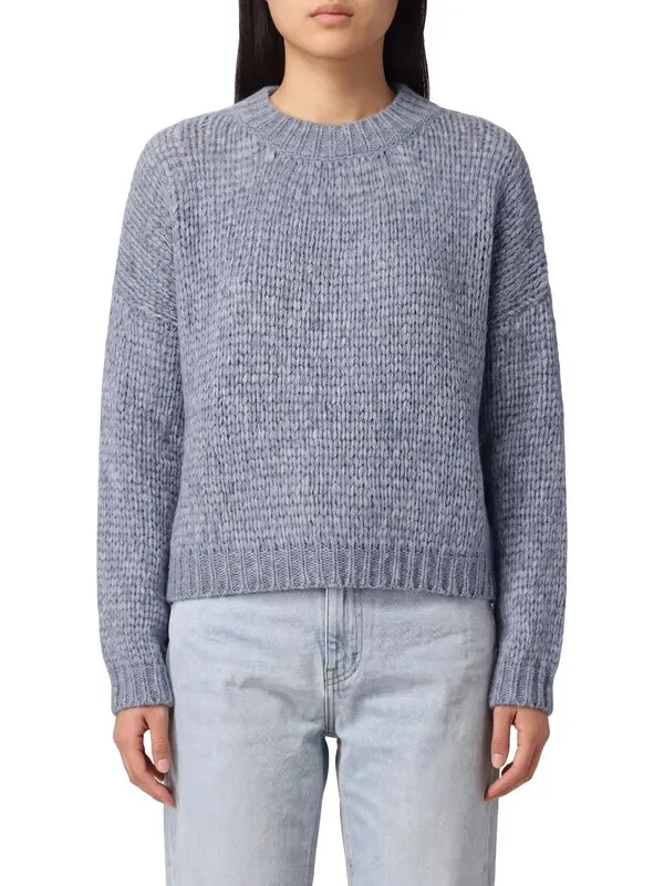 ROBERTO COLLINA Ribbed Crew Neck Sweater - Gnawed Blue