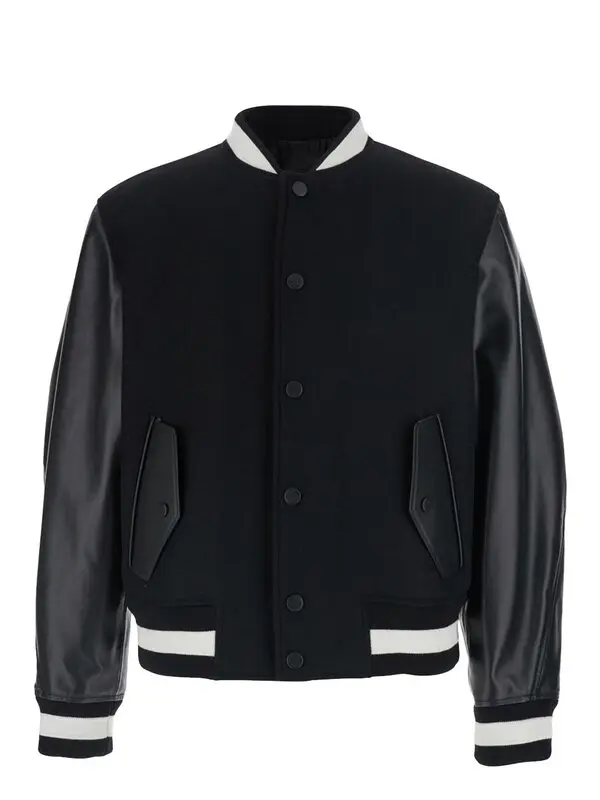 Givenchy Varsity Jacket With Leather Sleeves - Black