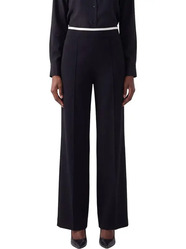 Liu Jo Wide-leg Knit Trousers With Elasticated Waist - Black