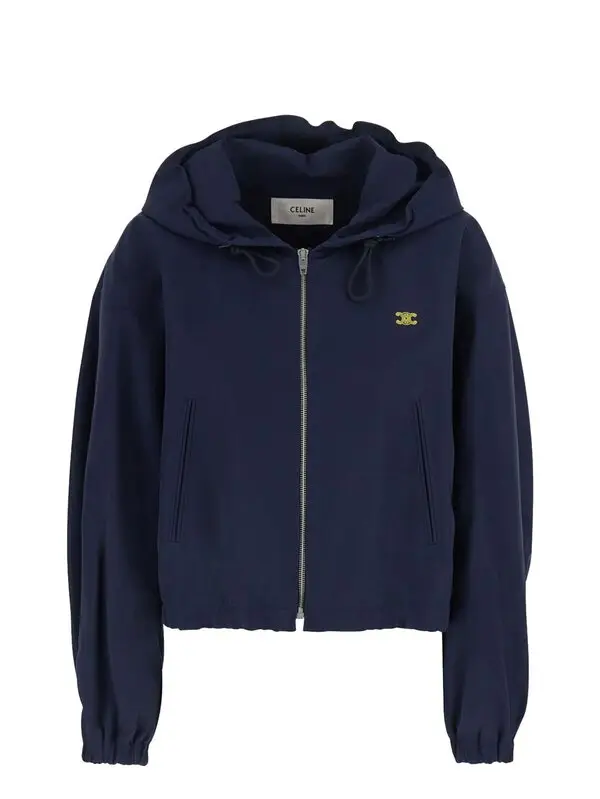 Celine Hooded Full Zip Sweatshirt - Blue