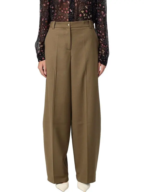 Pinko Wool Blend Mid-rise Skinny Trousers - Green