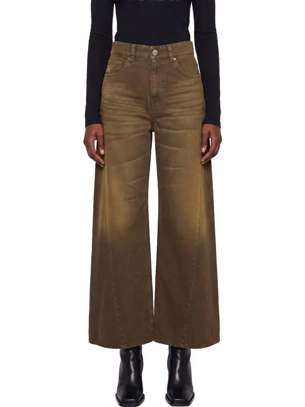 MAISON MARGIELA High-waisted Wide-leg Cotton Denim Jeans - Green