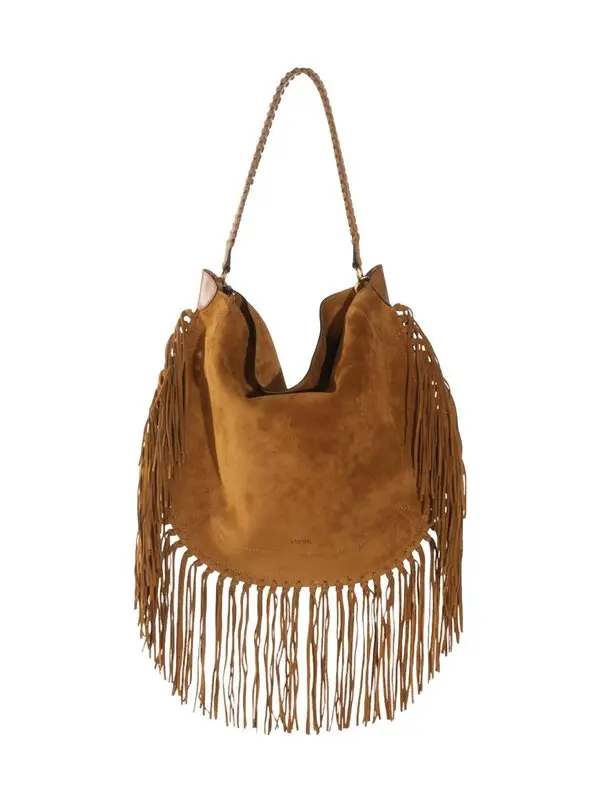 Isabel Marant Étoile Suede Shoulder Bag With Fringe - Brown