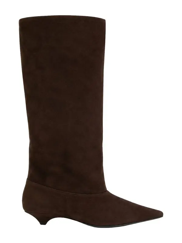 VIC MATIE Knee-high Almond Toe Suede Boots - Brown