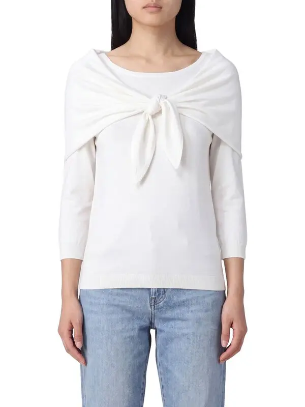 Max Mara Knotted Shawl Sweater - White
