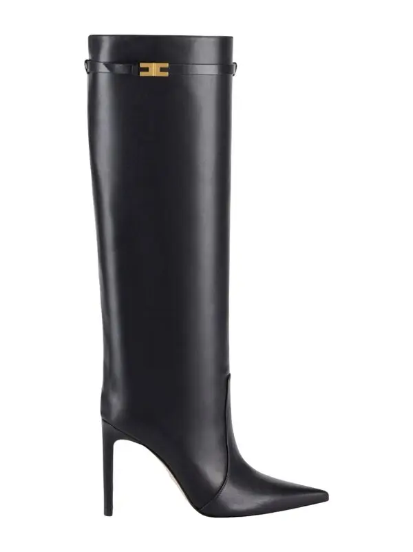Elisabetta Franchi Smooth Leather Knee-high Stiletto Boots - Black