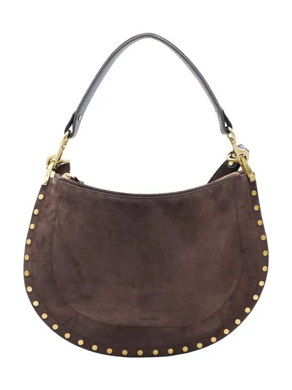 Isabel Marant Étoile Suede Shoulder Bag With Studs And Embroidery - Coffee