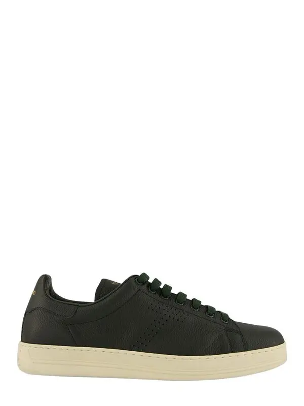 TOM FORD Grained Leather Low Top Sneakers - Green