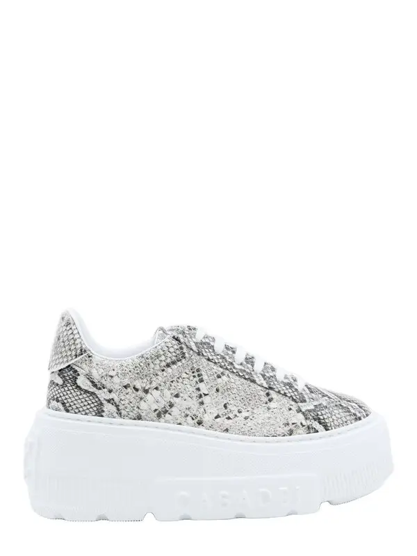 Casadei Python Print Leather Platform Sneakers - Grey