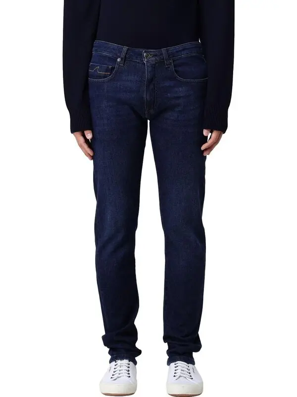 Paul & Shark Mid-rise Skinny Fit 5-pocket Jeans In Cotton Denim - Blue