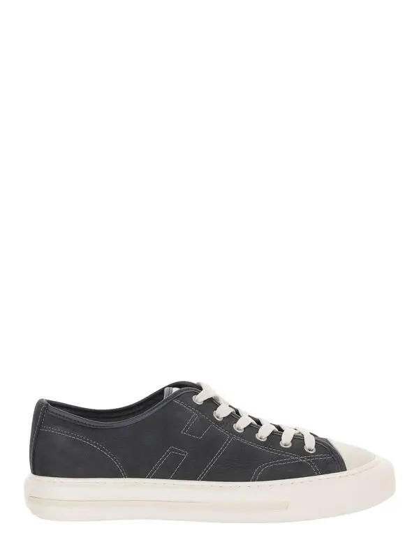 Hogan Rebel Nubuck Leather Sneakers With Embroidered H Logo - Navy