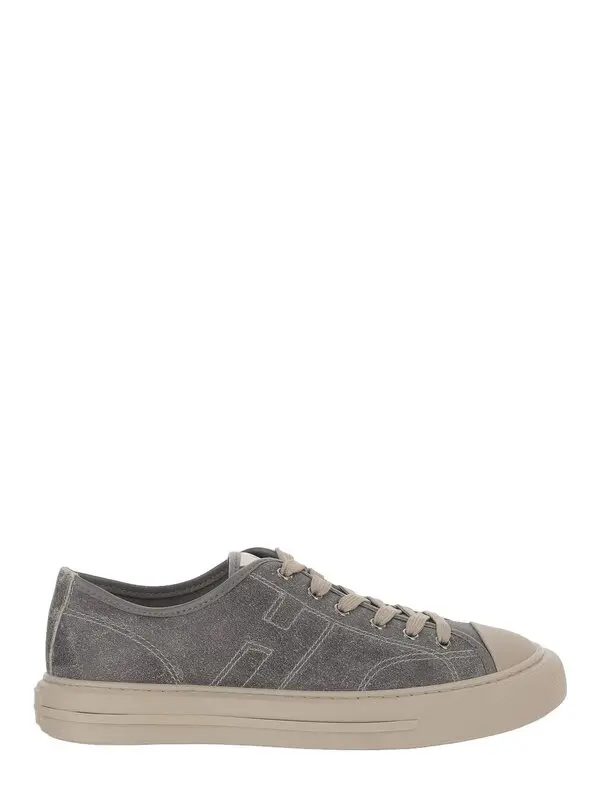 Hogan Rebel Suede Sneakers With Embroidered H Logo - Grey