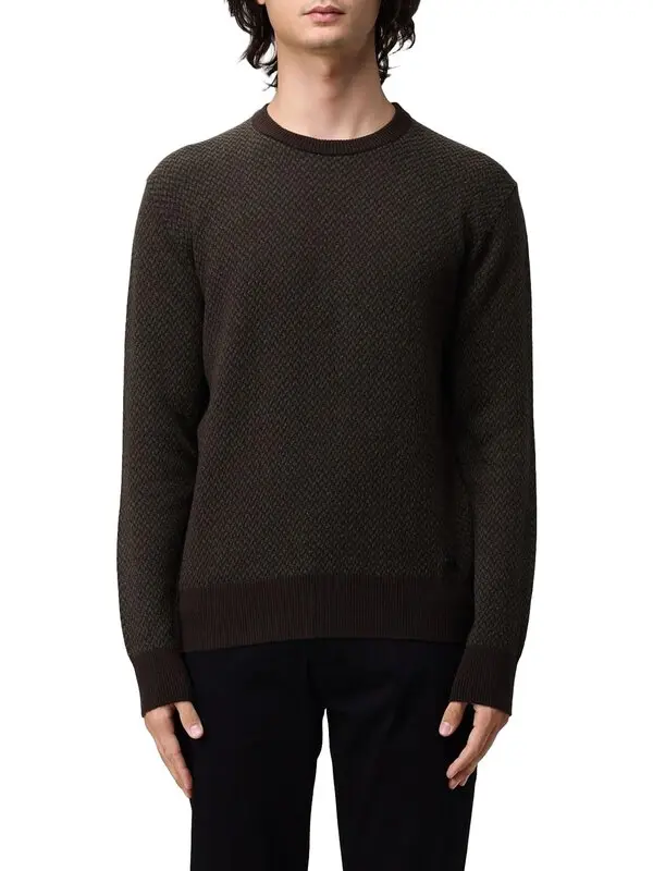 BROOKSFIELD Patterned Pure Virgin Wool Crewneck Jumper - Multicolor