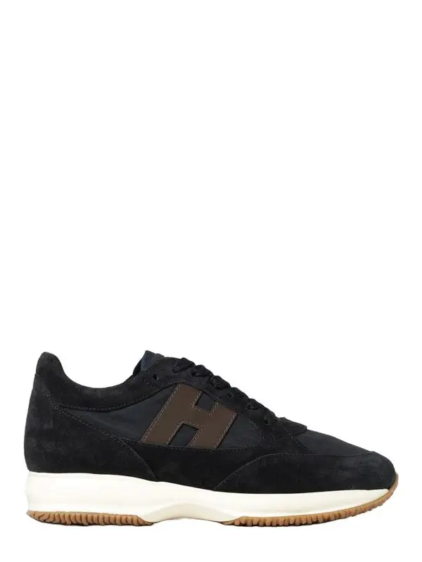 Hogan Suede And Mesh Sneakers With Side Logo - Blue 1