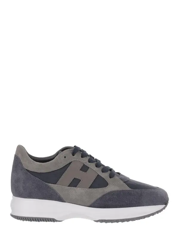 Hogan Suede And Mesh Sneakers With Side Logo - Blue