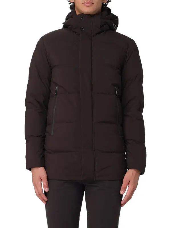 Paul & Shark Hooded Quilted Down Jacket - Brown