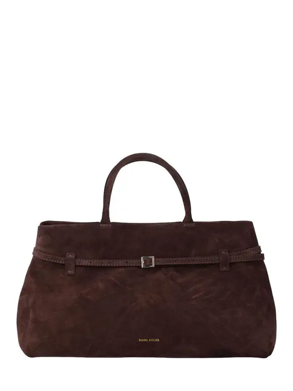 Manu Atelier Le Cambon 40 Leather And Suede Handbag With Double Handle - Brown