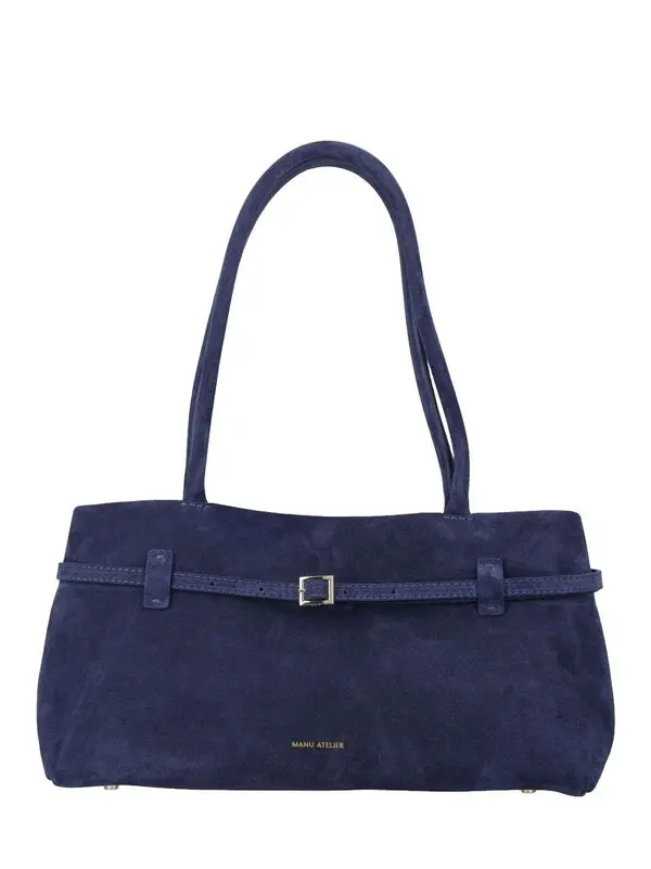 Manu Atelier Le Cambon East West Calfskin And Suede Shoulder Bag - Navy