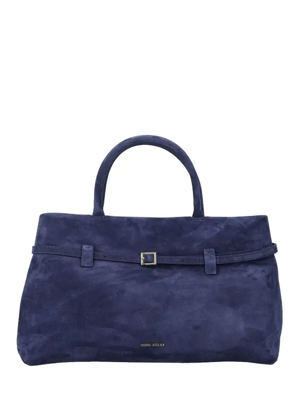 Manu Atelier Suede Handbag - Navy