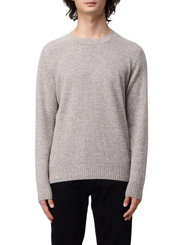 BROOKSFIELD Pure Wool Crew-neck Jumper With Ribbed Trims - Beige