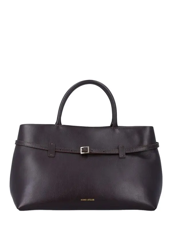 Manu Atelier Top Handle Bag With Buckled Belt Detail - Brown