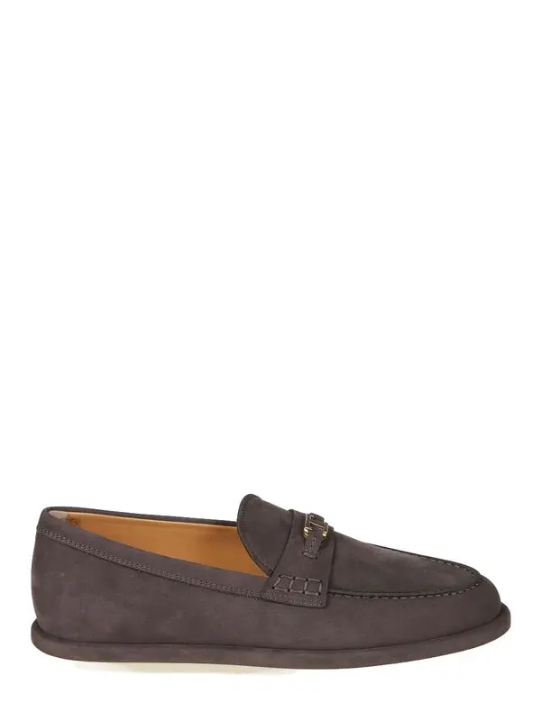 TOD'S Nubuck Penny Loafers With T Timeless Accessory - Red