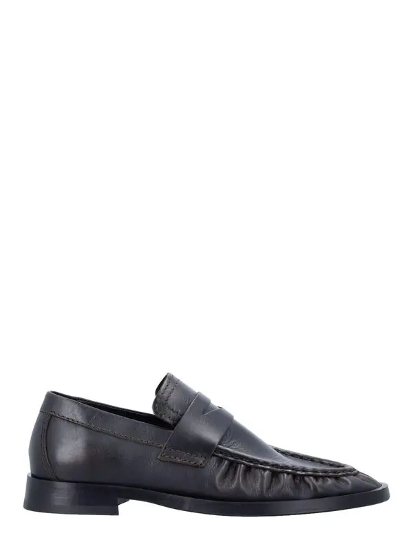 MIISTA Smooth Cowhide Loafers With Rubber Sole - Brown