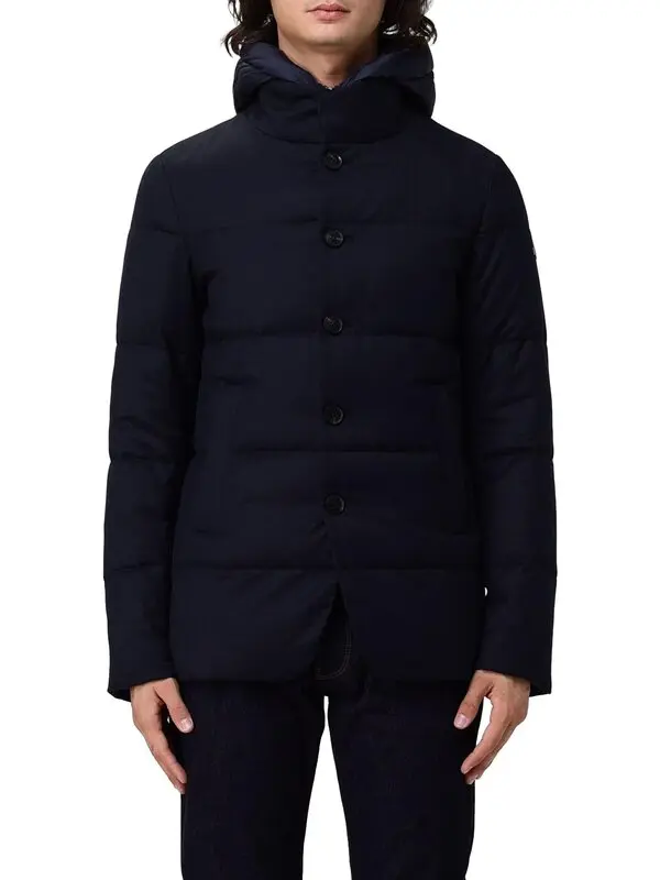 DUNO Short Quilted Wool Down Jacket With Hood - Blue