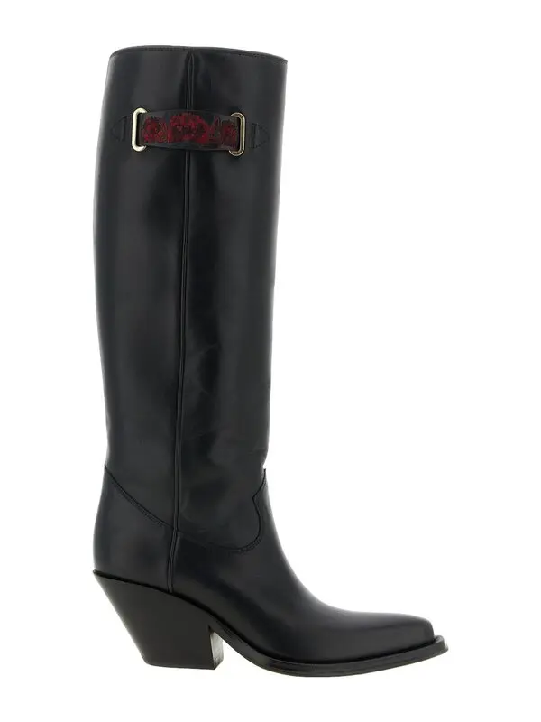 Chloé Knee-high Calfskin Cowboy Boots - Black