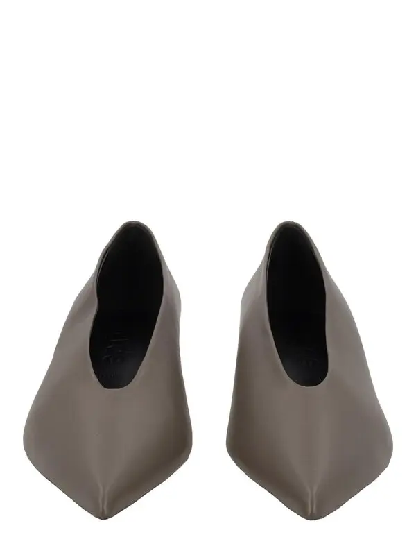 AeydĒ Nappa Leather Pointed Toe Pumps - Grey