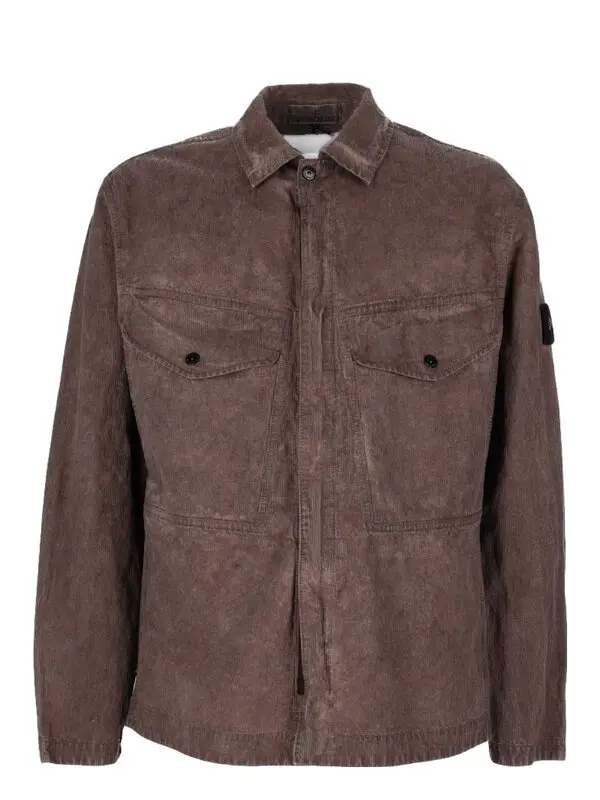 Stone Island Inspired Short-sleeve Shirt - Grey