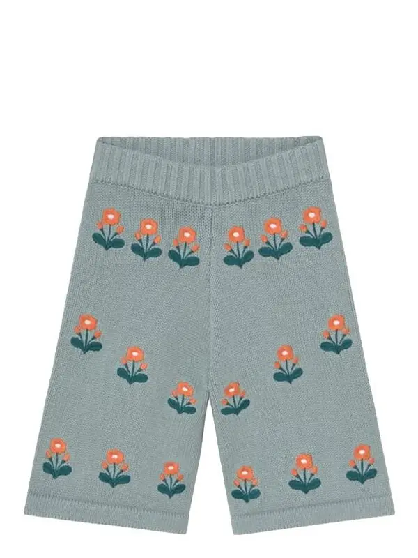 TINYCOTTONS Baby Embroidered Floral Knit Trousers - Multicolour