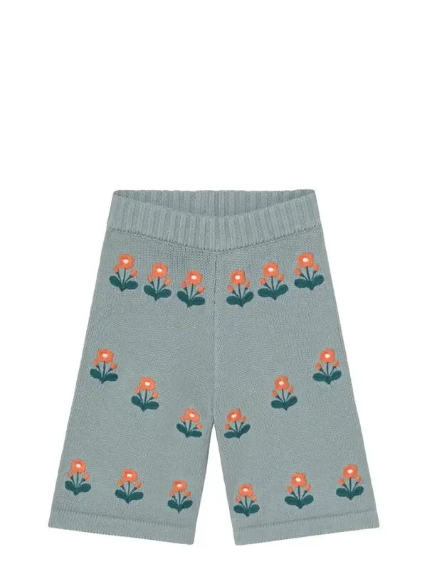 TINYCOTTONS Baby Embroidered Floral Knit Trousers - Multicolour