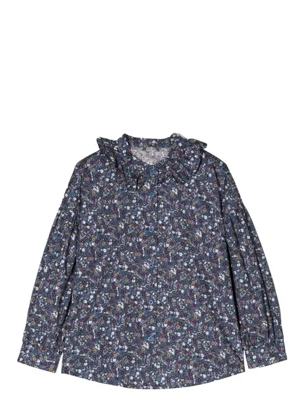 IL GUFO Mini Floral Ruffle Collar Shirt - Multicolour