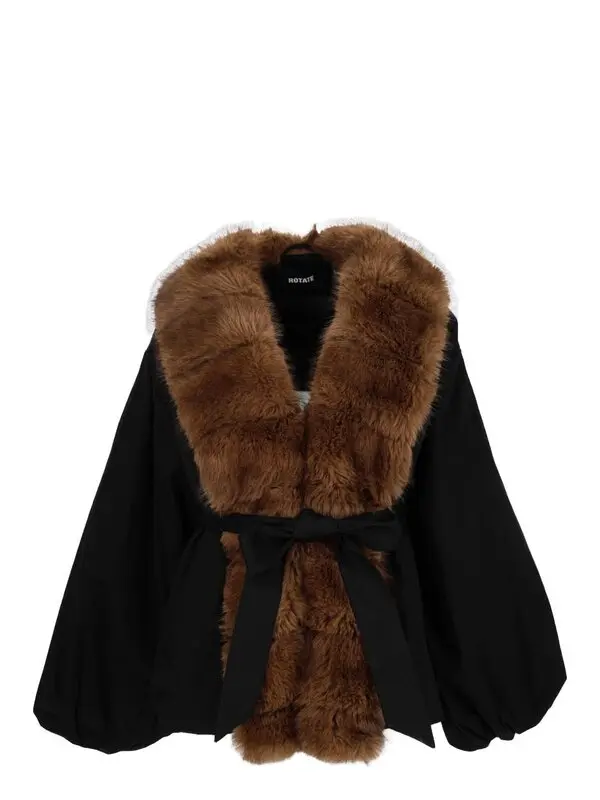 ROTATE BY BIRGER CHRISTENSEN Faux Fur Trimmed Jacket - Black