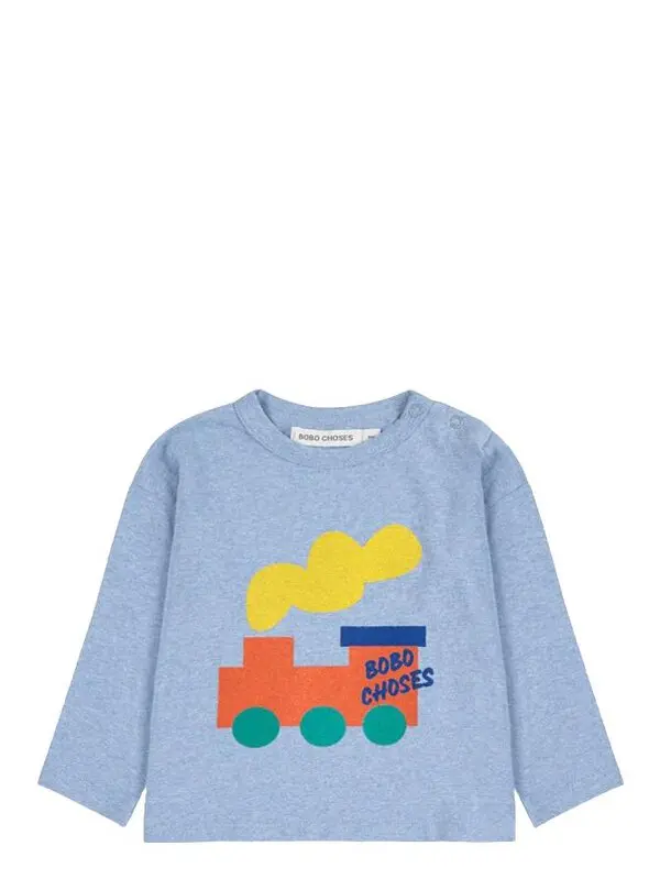 BOBO CHOSES Choo Choo Long Sleeve T-shirt - Blue