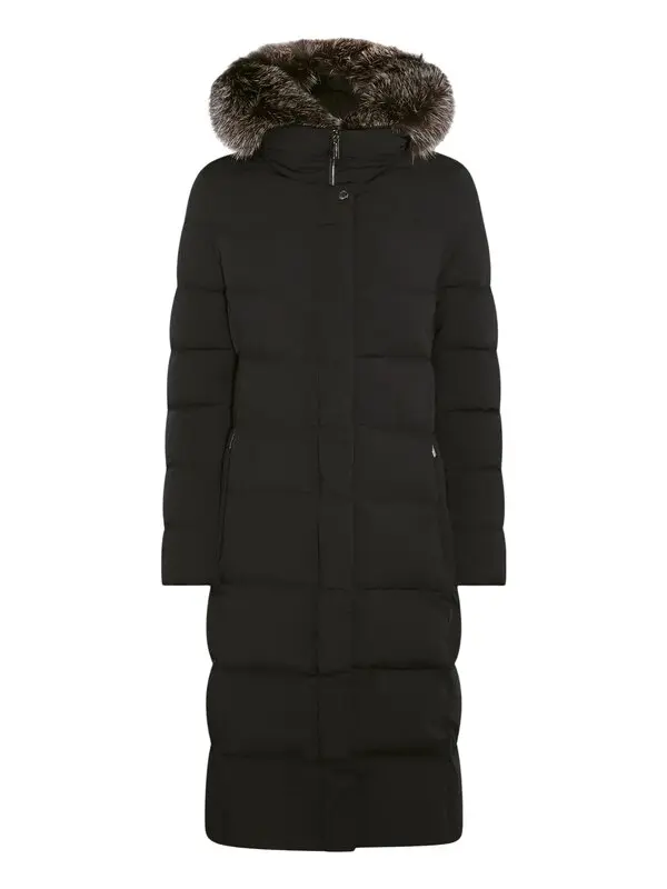 MOORER Down-filled Quilted Maxi Puffer Coat With Fur Trimmed Hood - Black
