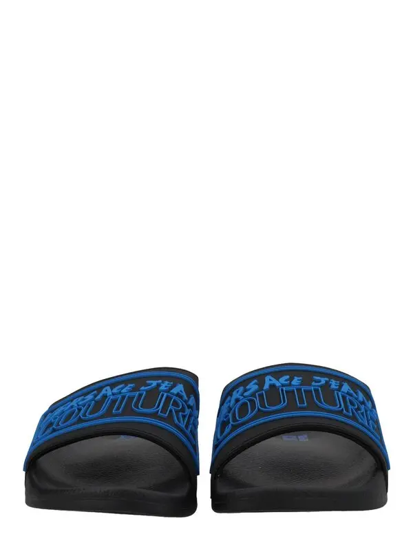 Versace Embossed Logo Slides - Black