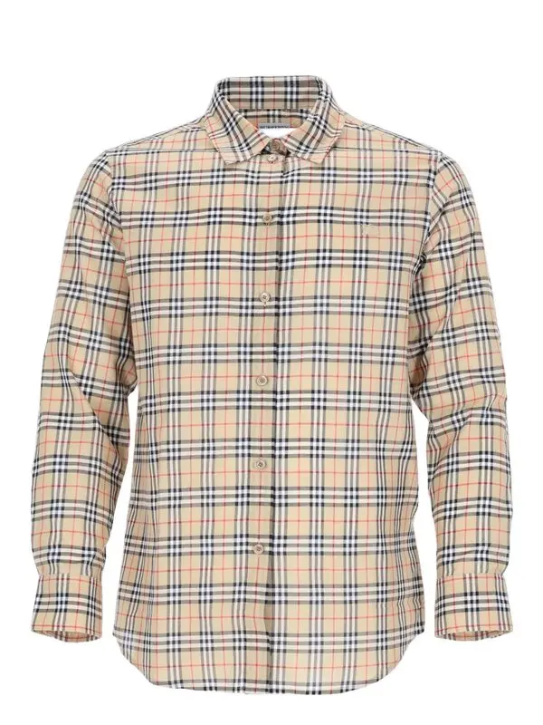 Burberry Classic Collar Checked Cotton Shirt - Beige
