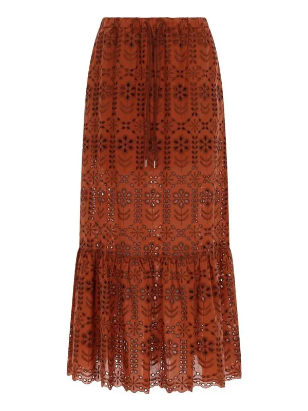 Paul Smith Eyelet Lace Maxi Skirt - Brown