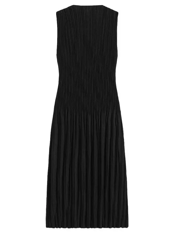 Cos Pleated Jacquard Sleeveless Maxi Dress - Black