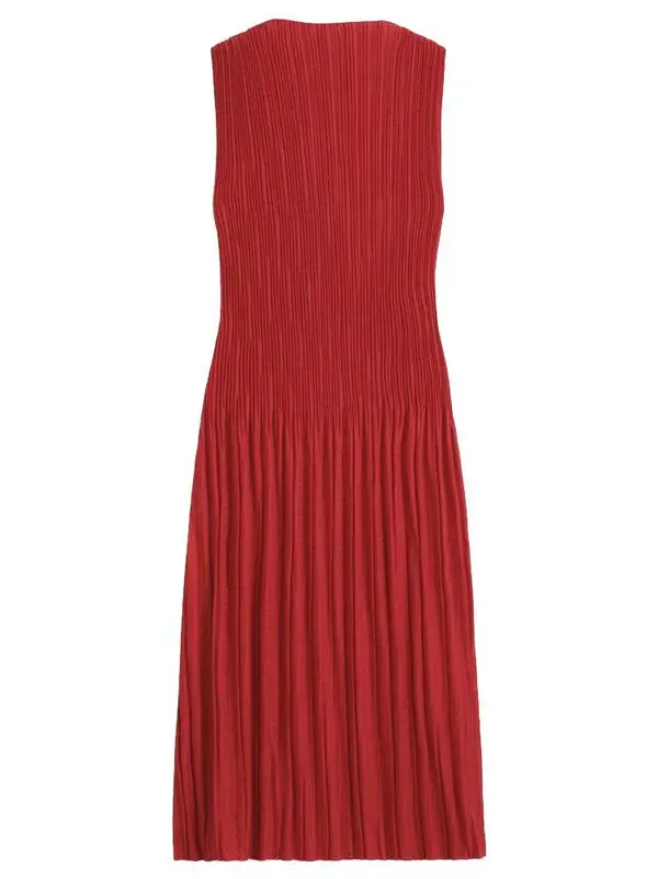 Cos Pleated Jacquard Sleeveless Maxi Dress - Red