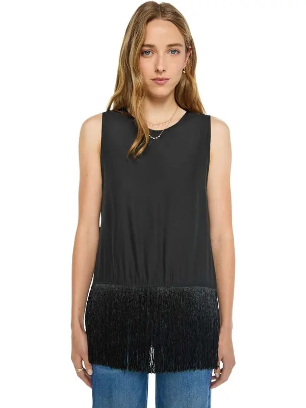 Natalie Martin Silk Fringe Top - Black