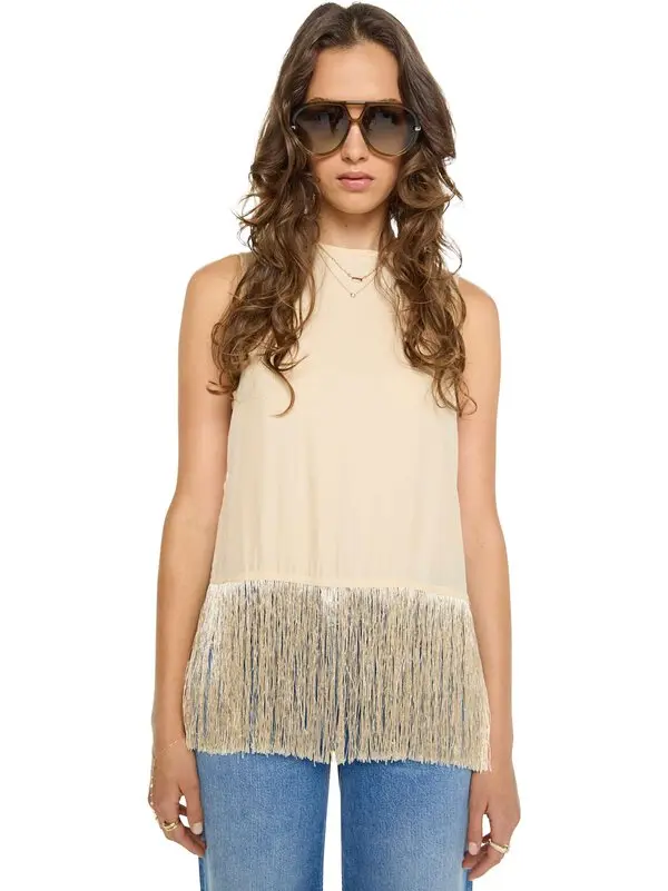 Natalie Martin Silk Fringe Top - Cream