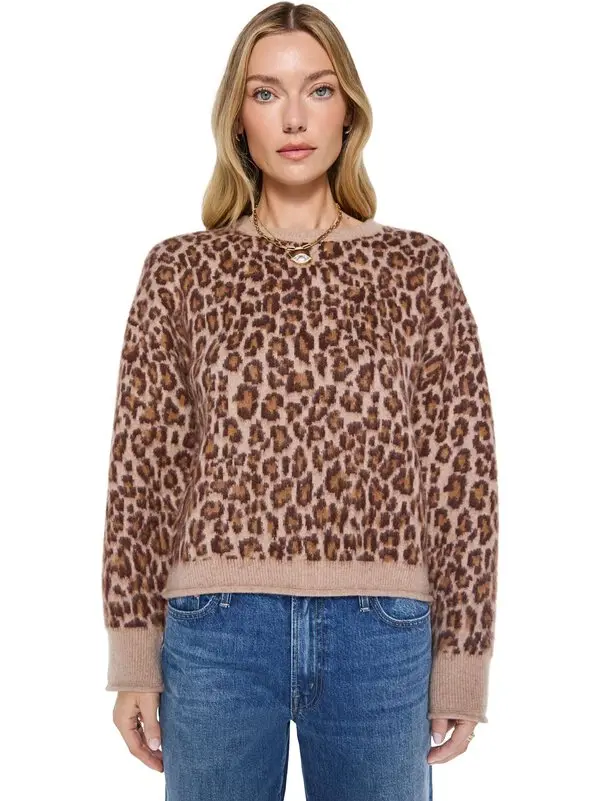 Sablyn Mari Slouchy Crewneck Leopard Print Cashmere Sweater - Multi