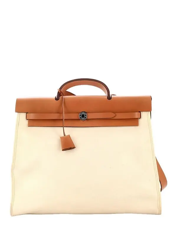 Hermès 39 Herbag Zip Leather And Toile - Neutral