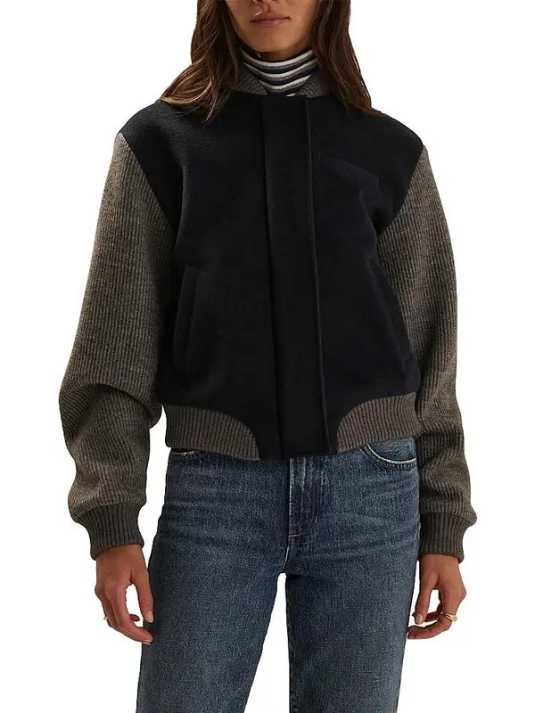 FAVORITE DAUGHTER The Studio Bomber Jacket - Navy Grey