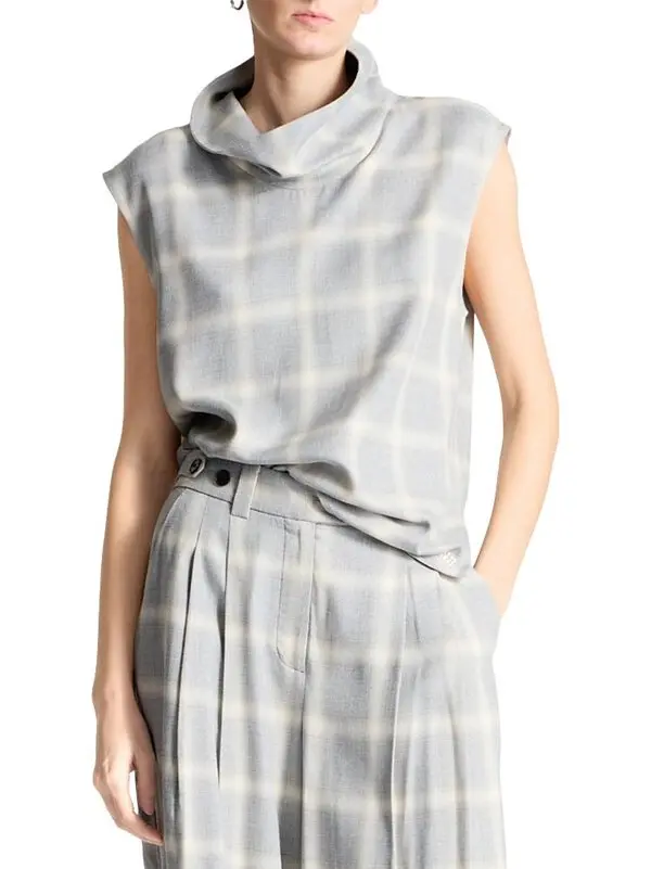 SAINT ART Nyra Funnel Neck Top - Grey/white