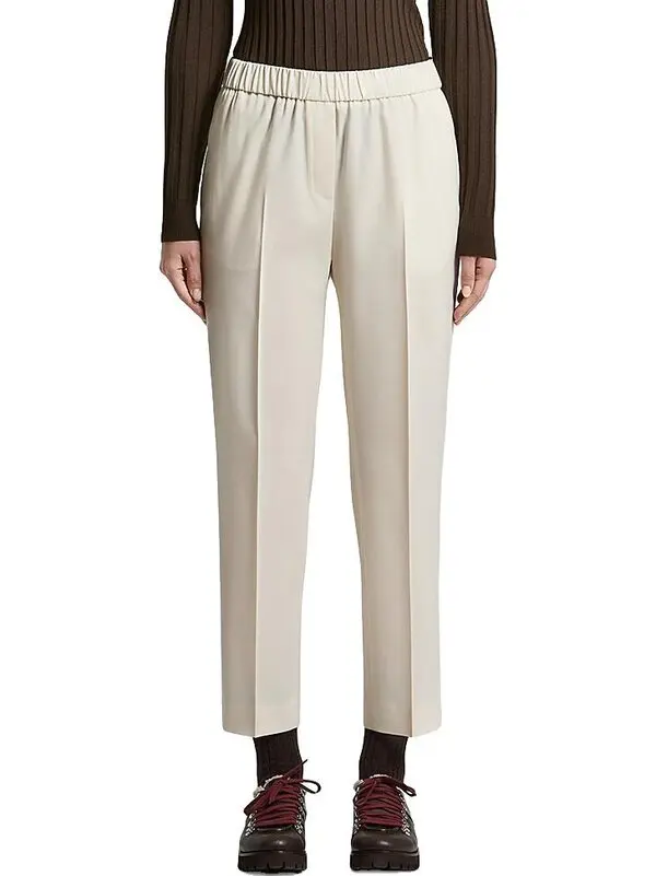 Peserico Wool Stretch Gabardine Ankle Pants - Ethereal Beige